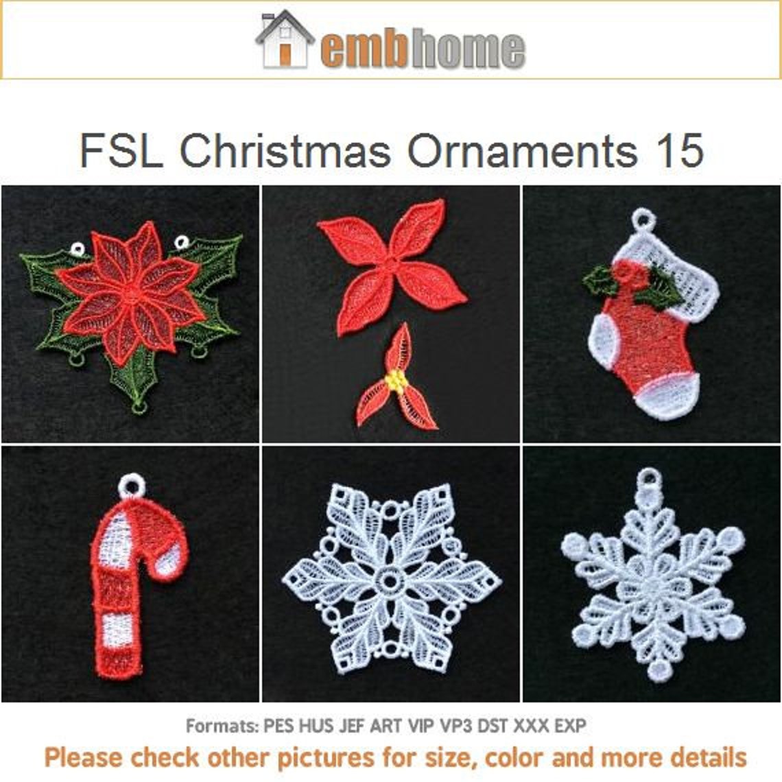 FSL Christmas Ornaments Free Standing Lace Machine Embroidery - Etsy