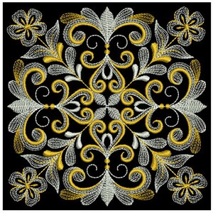 Shimmering Flourishes Quilt Block Machine Embroidery Designs Instant ...