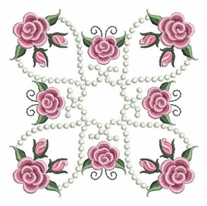 Pearl Roses Quilt Heirloom Block Machine Embroidery Designs - Etsy