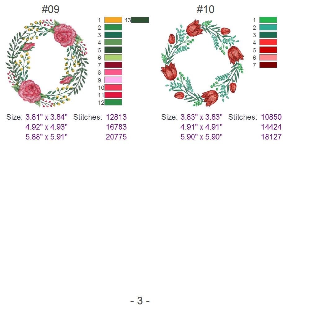 Floral Wreaths Machine Embroidery Designs Instant Download 4x4 - Etsy