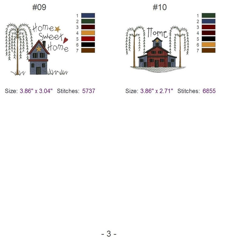 Country Home Primitive Machine Embroidery Designs Pack Instant Download ...