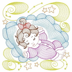 Rippled Sleeping Baby Machine Embroidery Designs Pack Instant Download ...
