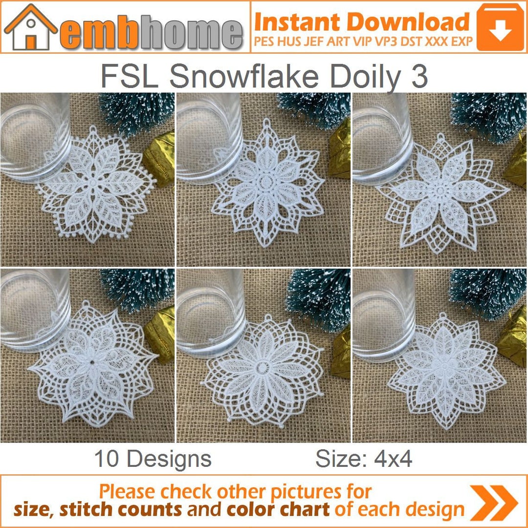 FSL Snowflake Doily Free Standing Lace Machine Embroidery Designs ...