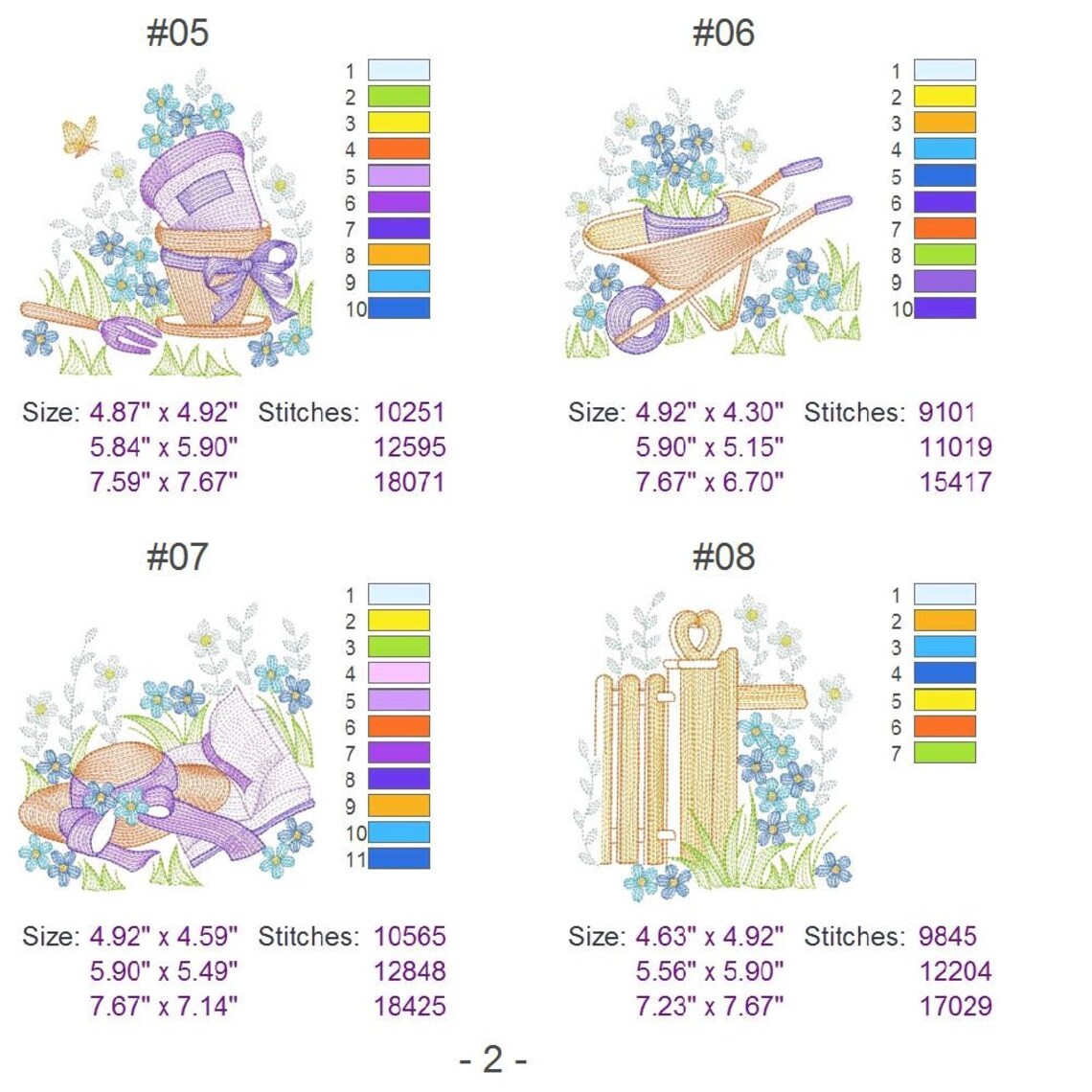 Garden Scene Machine Embroidery Designs Pack Instant Download 5x5 6x6 ...