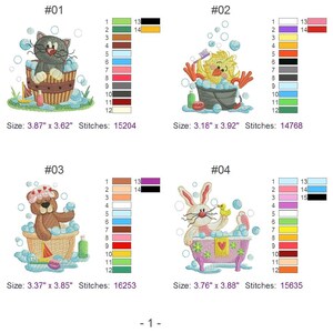 Bath Time Cuties Embroidery Designs Instant Download 4x4 Hoop 10 Designs APE2527 - Etsy