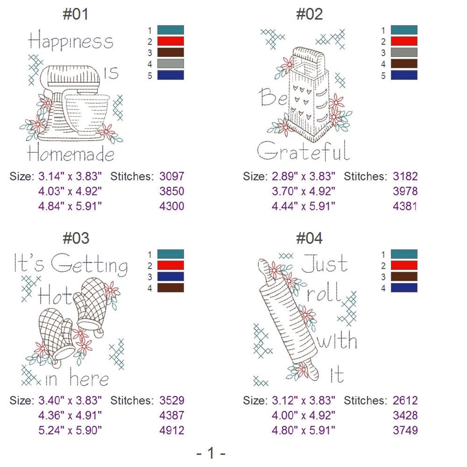 Vintage Kitchen Rules Machine Embroidery Designs Instant Download 4x4 ...