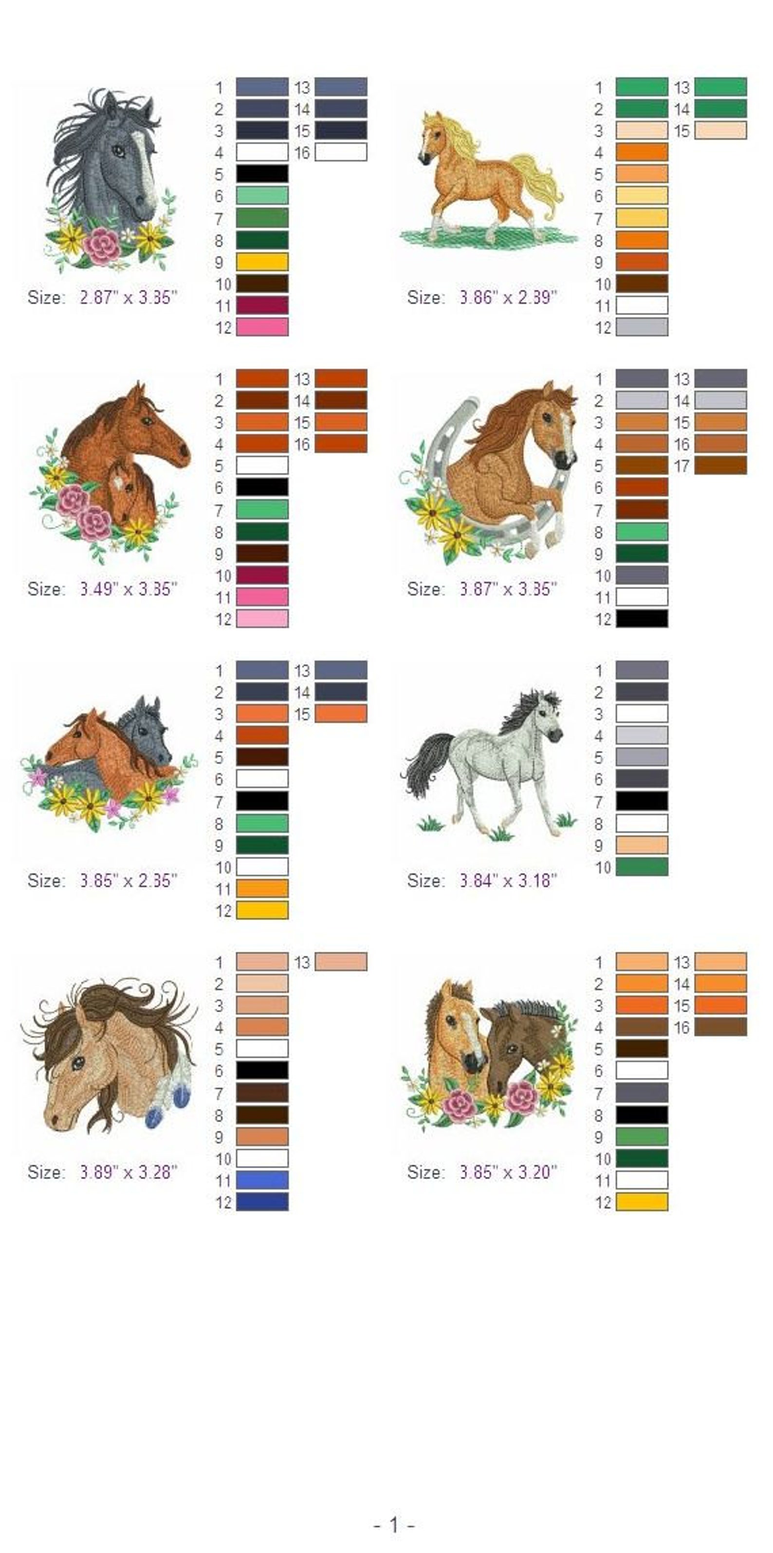 Horses Animals Machine Embroidery Designs Pack Instant - Etsy