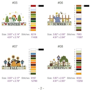 Four Seasons Machine Embroidery Designs Instant Download 4x4 5x5 Hoop 8 ...
