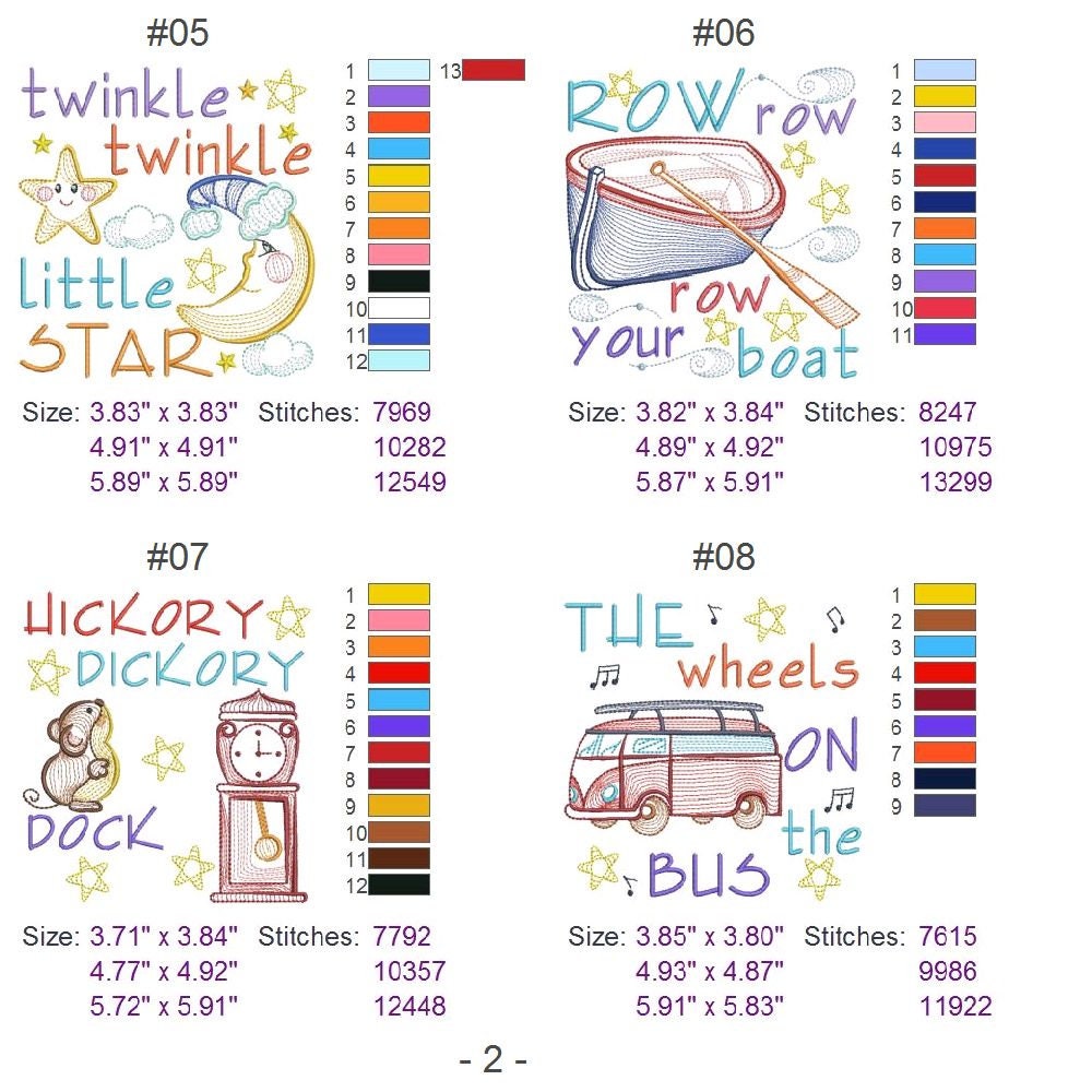 Nursery Rhymes Machine Embroidery Designs Instant Download 4x4 5x5 6x6 ...