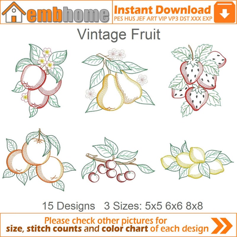 Fruit Embroidery Pattern - Etsy