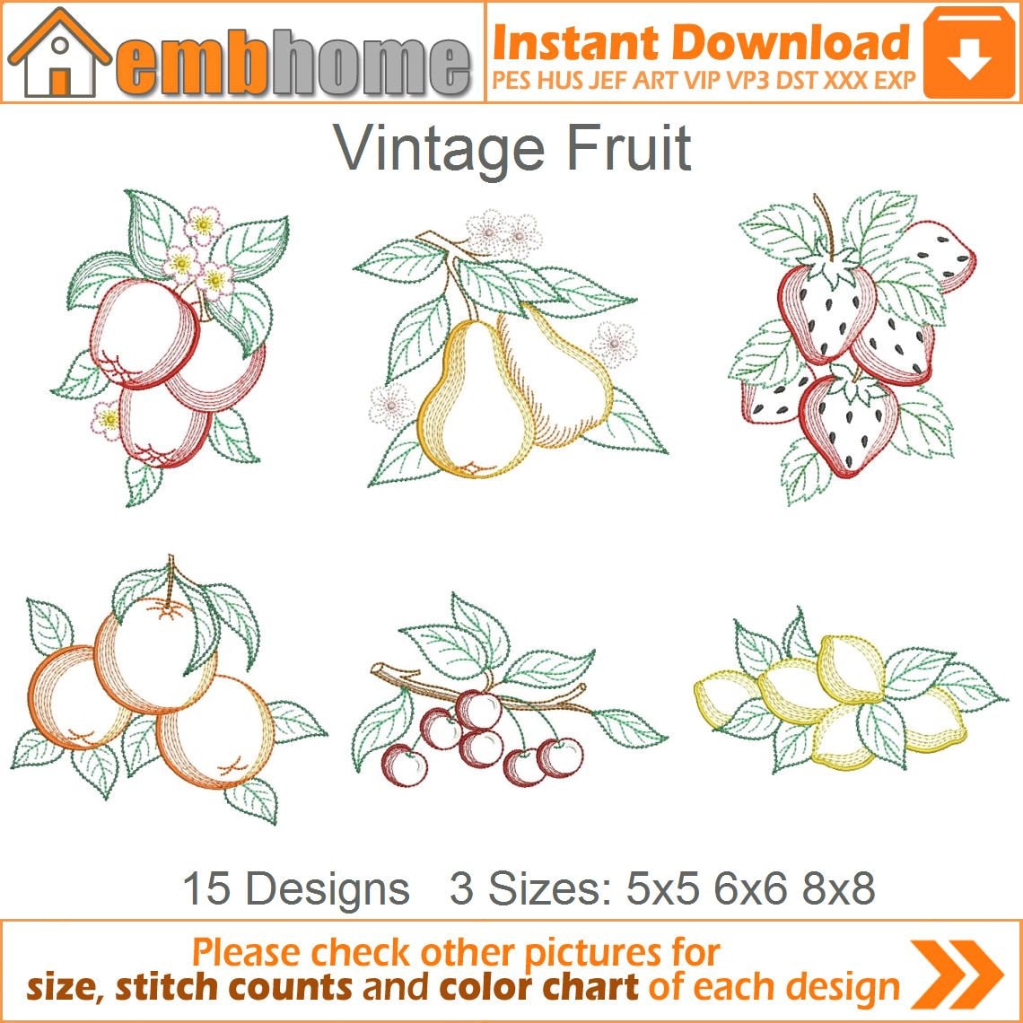 Vintage Fruit Machine Embroidery Designs Instant Download 5x5 - Etsy