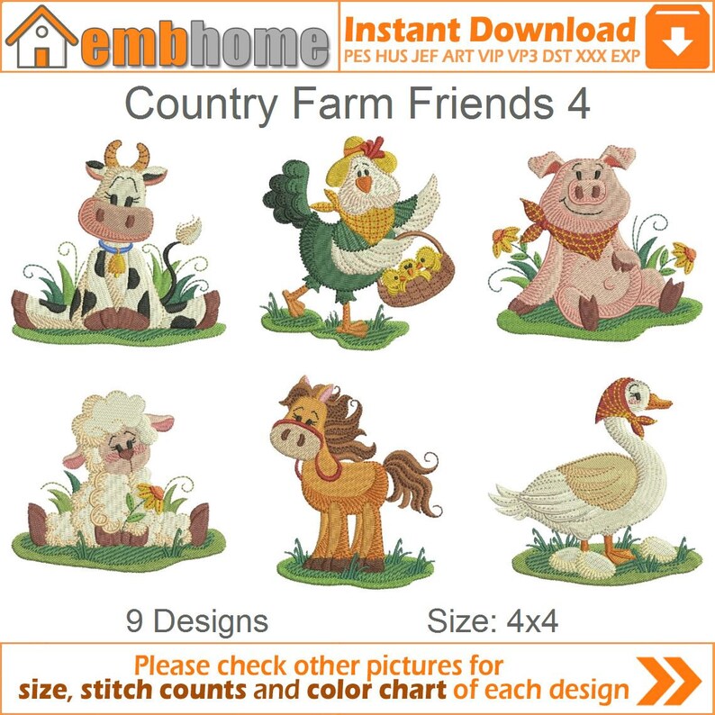 Country Farm Friends Machine Embroidery Designs Instant - Etsy