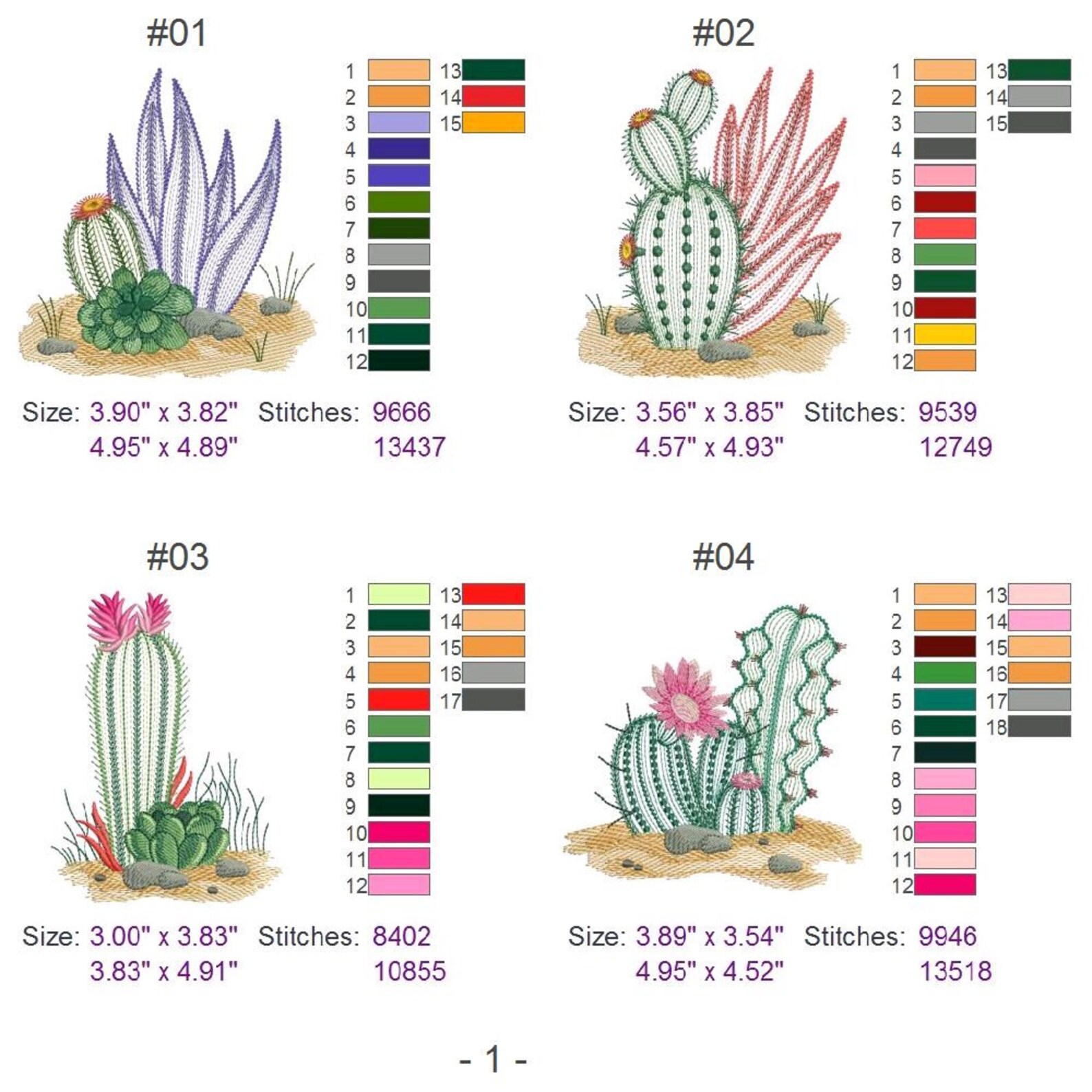 Cactus Machine Embroidery Designs Instant Download 4x4 5x5 - Etsy