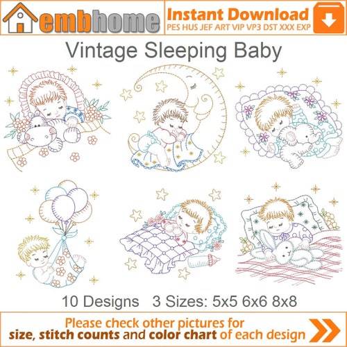 Vintage Child Machine Embroidery Designs Pack Instant Download - Etsy