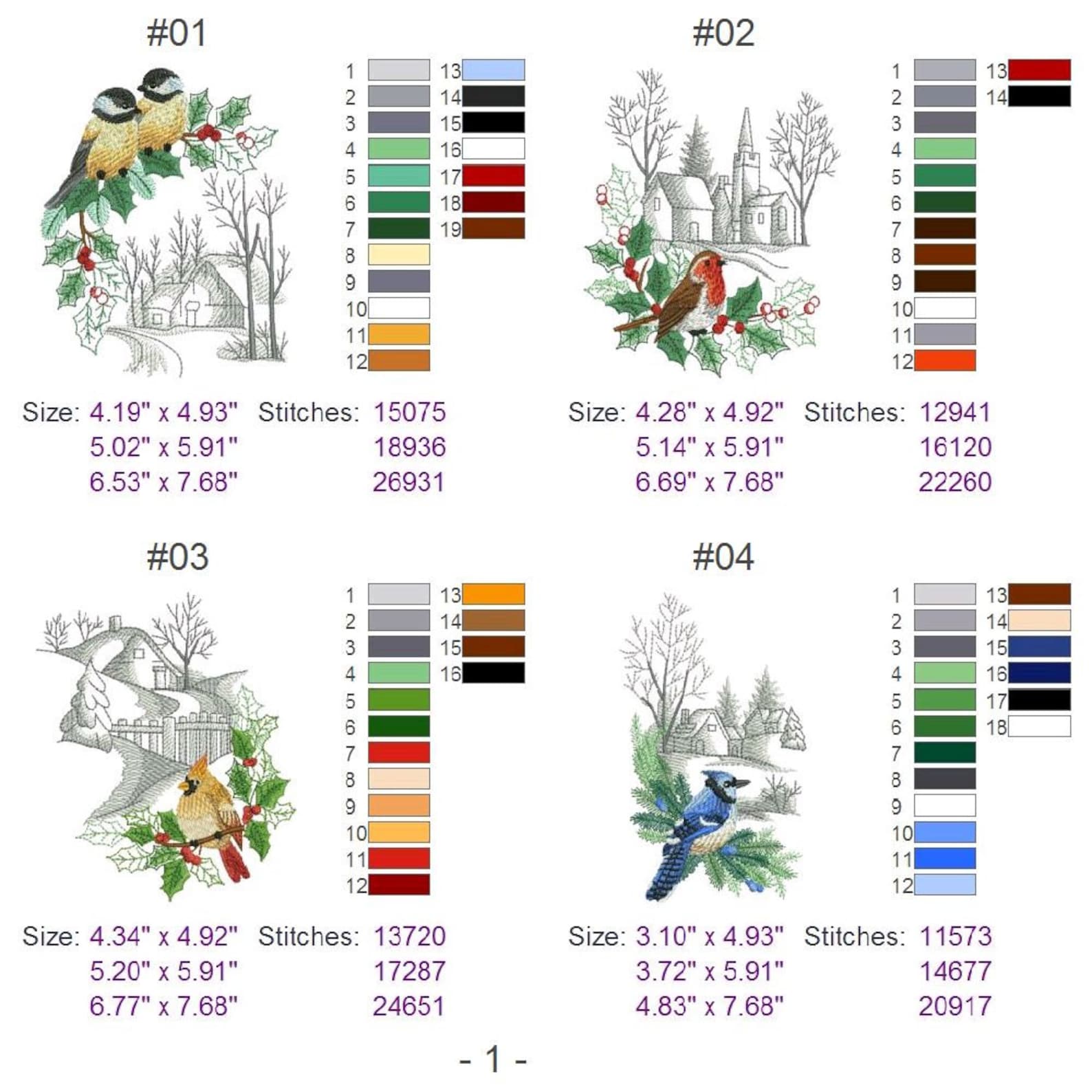 Winter for the Birds Machine Embroidery Designs Pack Instant Download ...