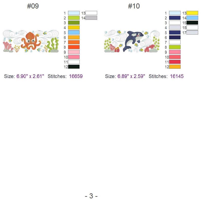 Sea Life Borders Machine Embroidery Designs Instant Download 5x7 Hoop ...