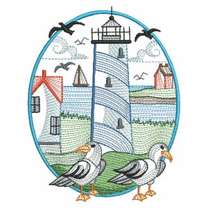 Lighthouses Machine Embroidery Designs Pack Instant Download 4x4 5x5 ...