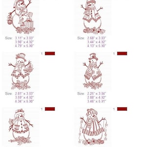 Redwork Snowman Christmas Holiday Machine Embroidery Designs Pack ...