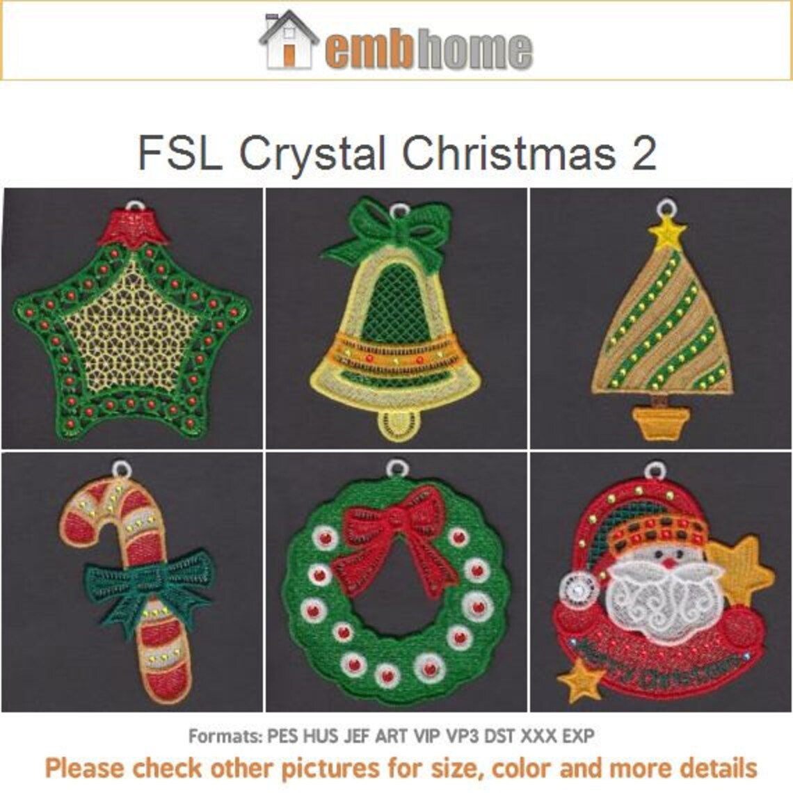 FSL Crystal Christmas Machine Embroidery Designs Instant | Etsy