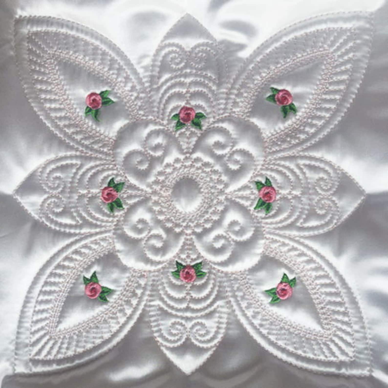 Trapunto Rose Quilt Block Machine Embroidery Designs Pack - Etsy