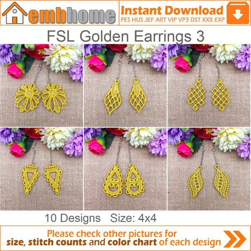 EARRINGS Free Standing Lace FSL Embroidery Machine Designs - Etsy