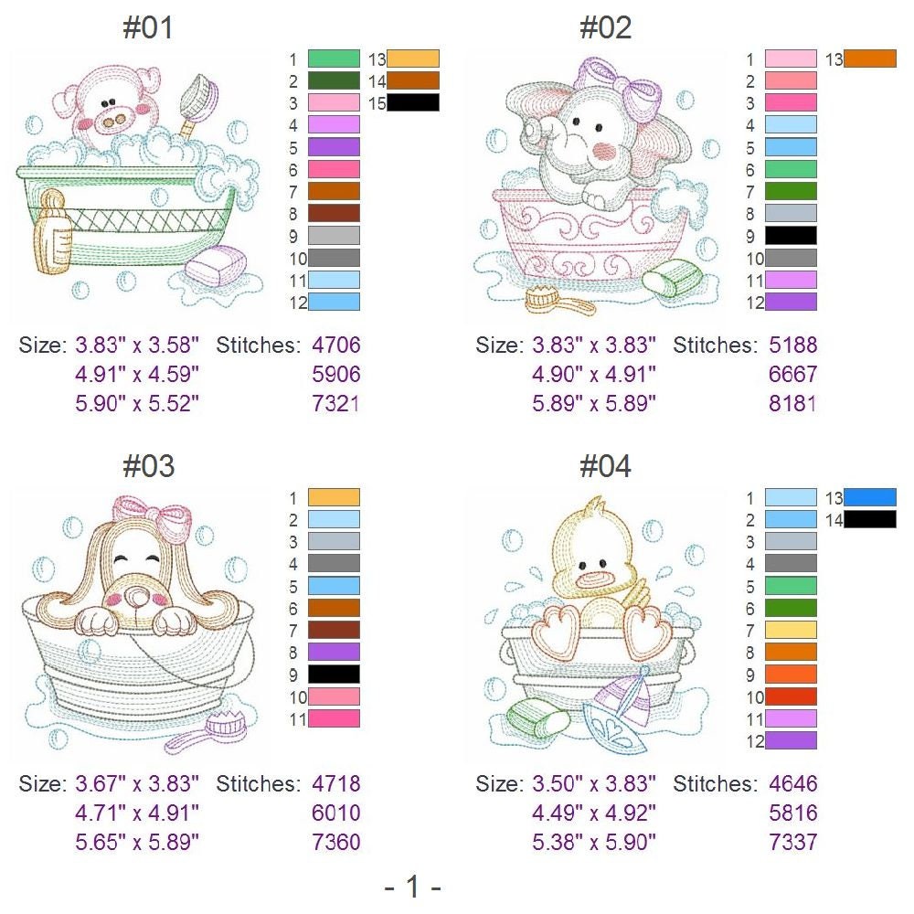 Vintage Bathtime Fun Machine Embroidery Designs Pack Instant - Etsy
