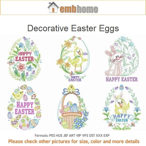 Decorative Easter Eggs Machine Embroidery Designs Pack Instant - Etsy