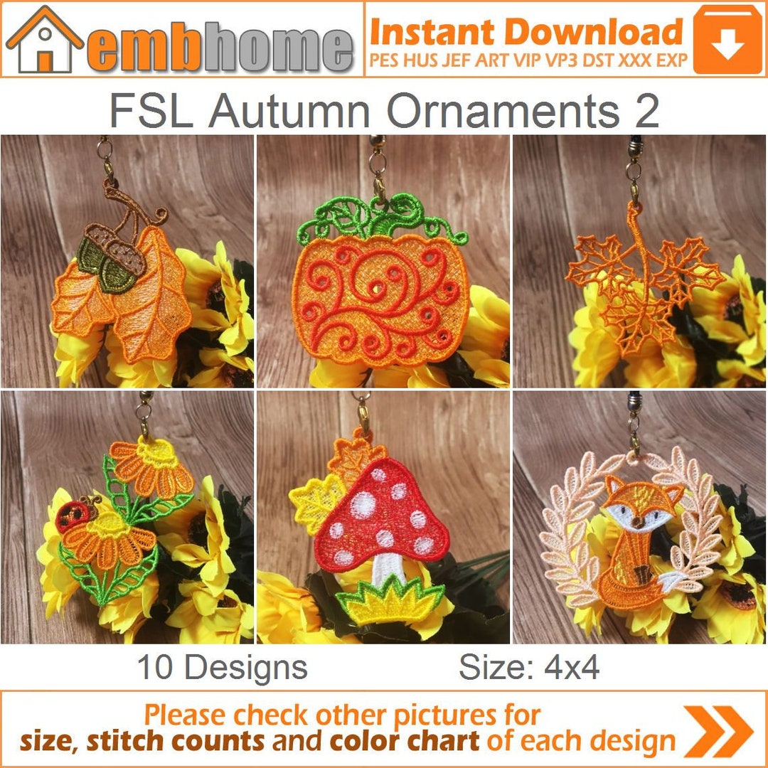 FSL Autumn Ornaments Free Standing Lace Machine Embroidery Designs ...
