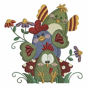 Country Chicken Machine Embroidery Designs Instant Download 4x4 Hoop 12 ...
