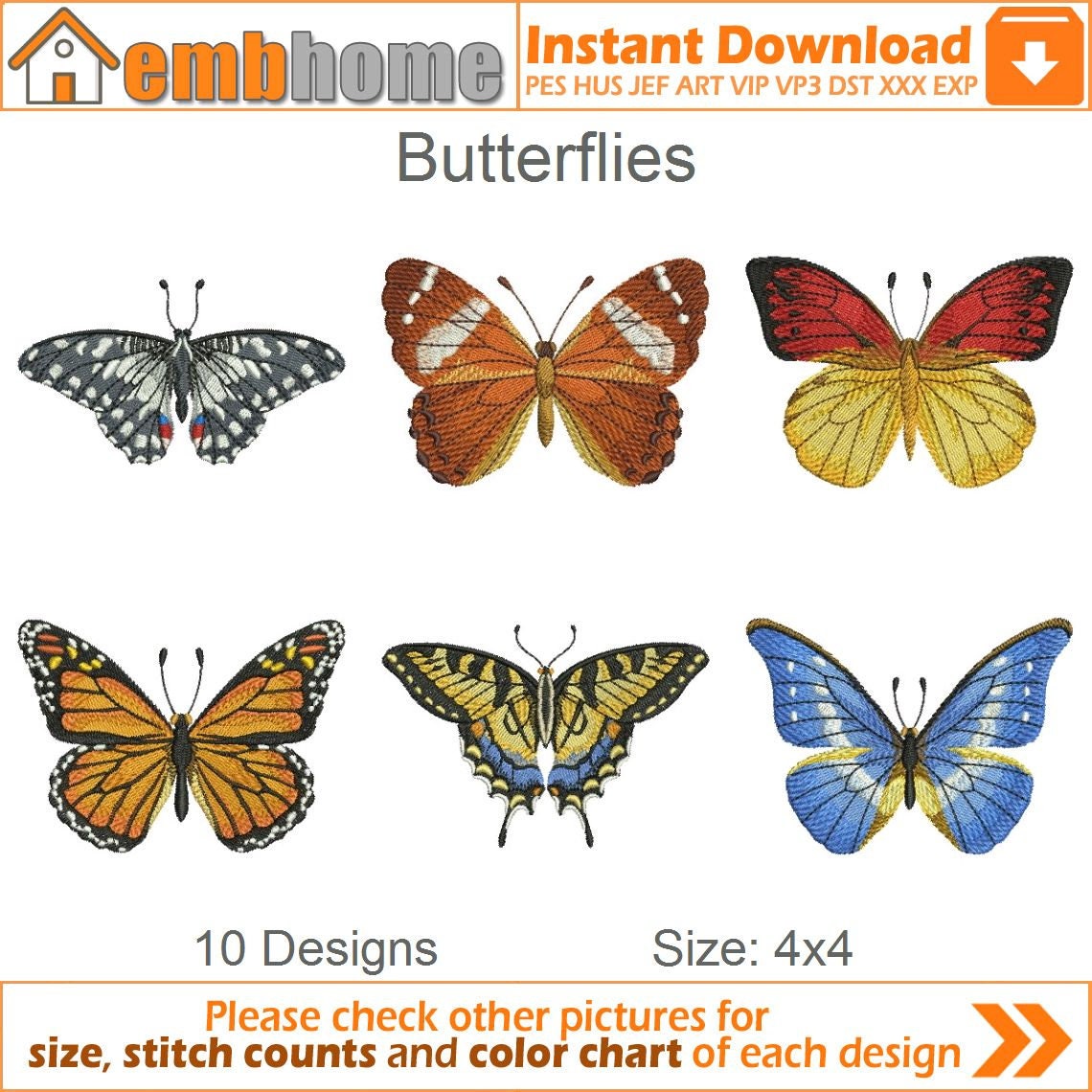 Butterflies Machine Embroidery Designs Instant Download 4x4 - Etsy