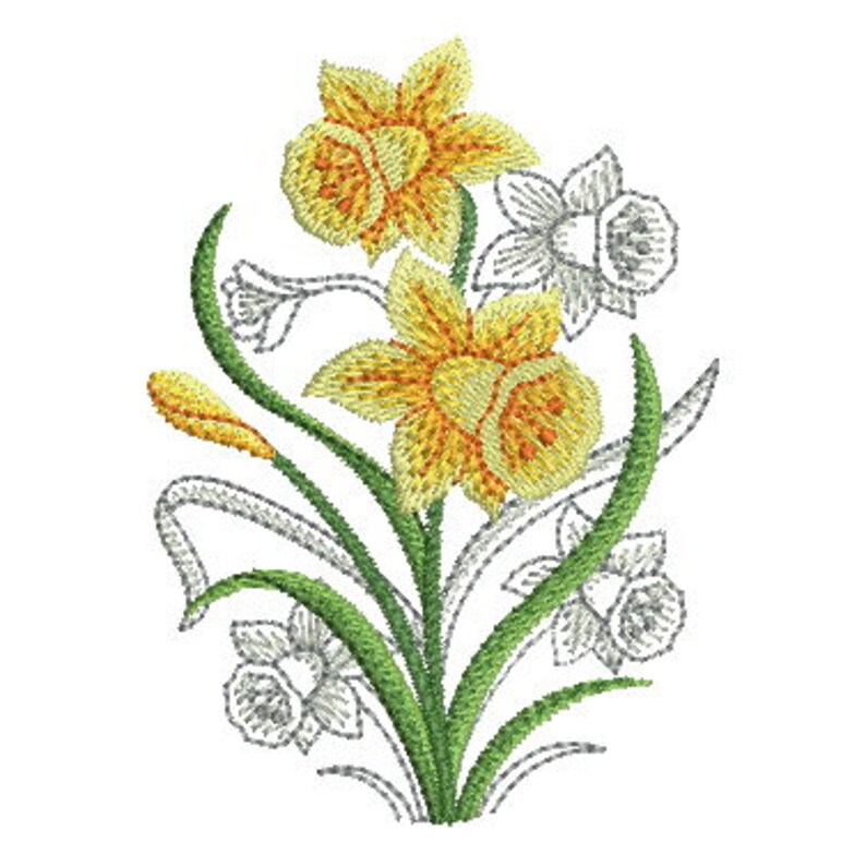 Daffodils Machine Embroidery Designs Pack Instant Download 4x4 - Etsy