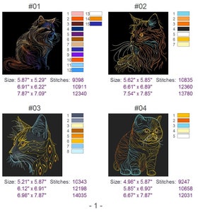 Classy Cats Machine Embroidery Designs Instant Download 6x6 7x7 8x8 ...