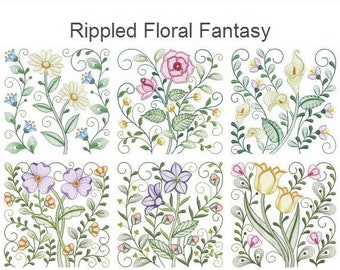 Rippled Sunflowers Machine Embroidery Designs Pack Instant | Etsy