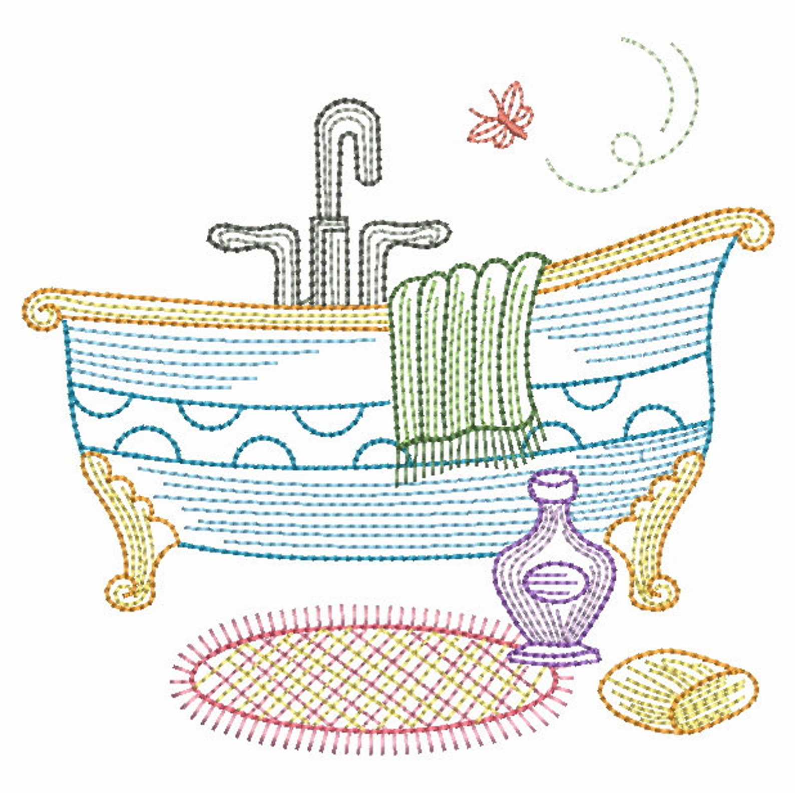 Vintage Bathtub Machine Embroidery Designs Pack Instant - Etsy