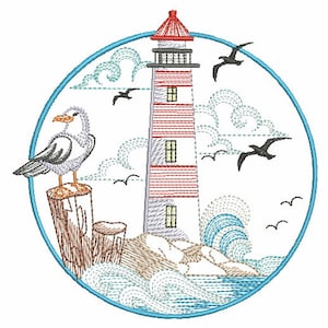Lighthouses Machine Embroidery Designs Pack Instant Download 4x4 5x5 ...