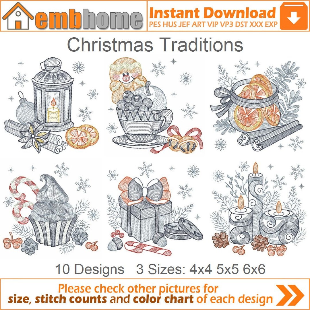 Christmas Traditions Machine Embroidery Designs Pack Instant Download ...