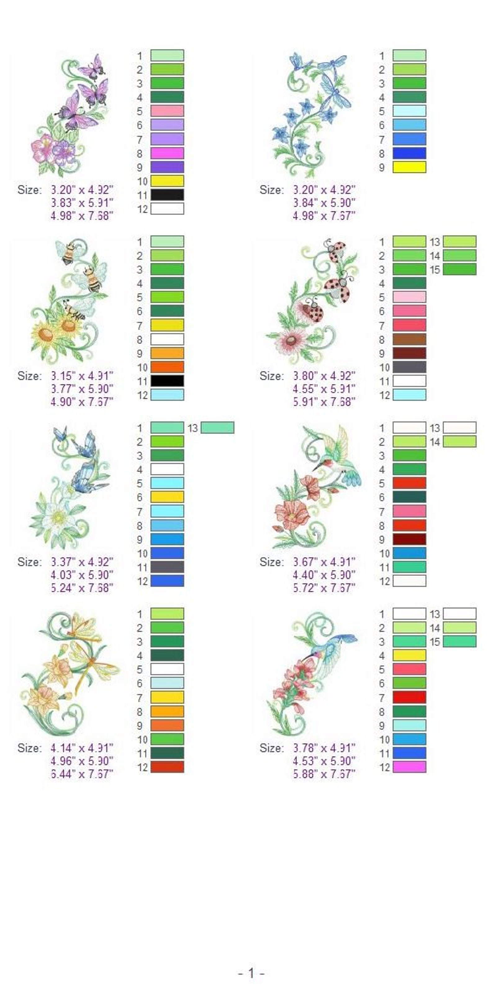 Fluttering Fancy Machine Embroidery Designs Pack Instant - Etsy