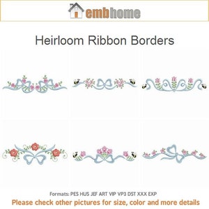 Heirloom Ribbon Borders Floral Flowers Bug Machine Embroidery Designs ...