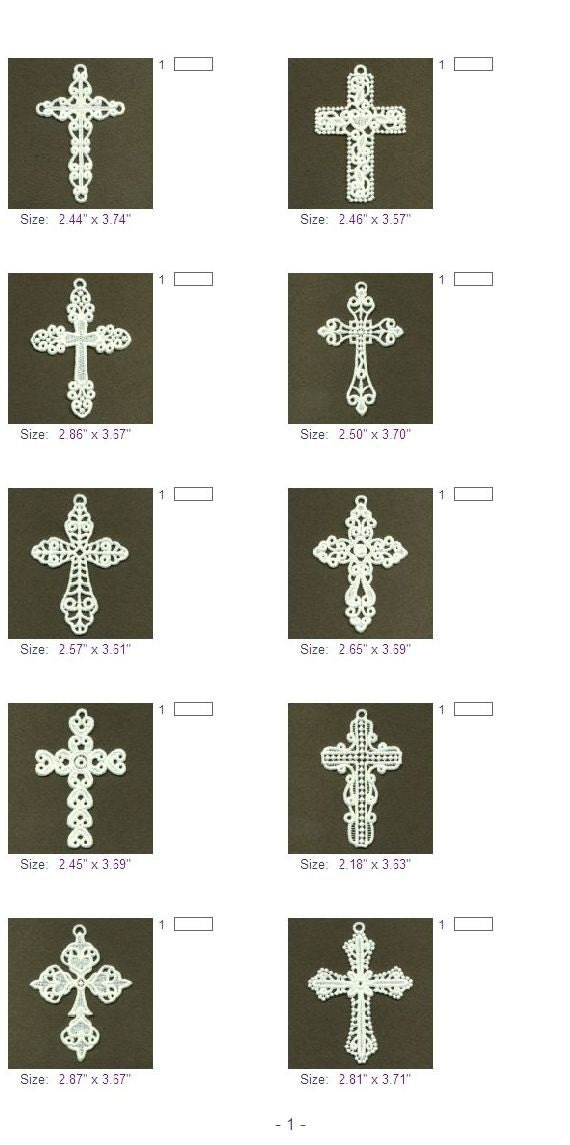 FSL Filigree Cross Free Standing Lace Ornaments Machine | Etsy