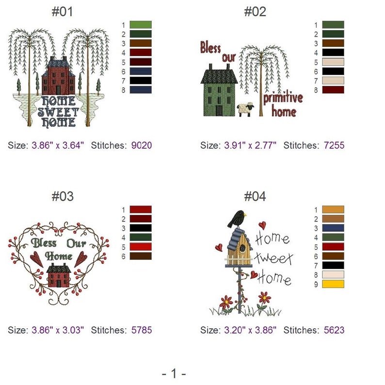 Country Home Primitive Machine Embroidery Designs Pack Instant Download ...