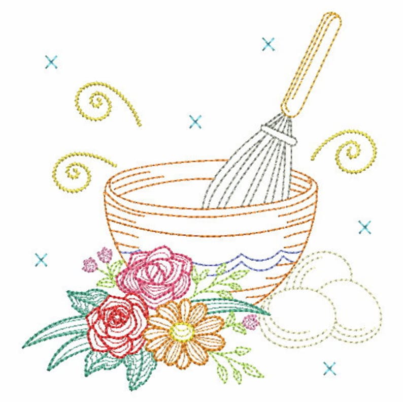 Kitchen in Bloom Machine Embroidery Designs Instant Download 5x5 6x6 ...