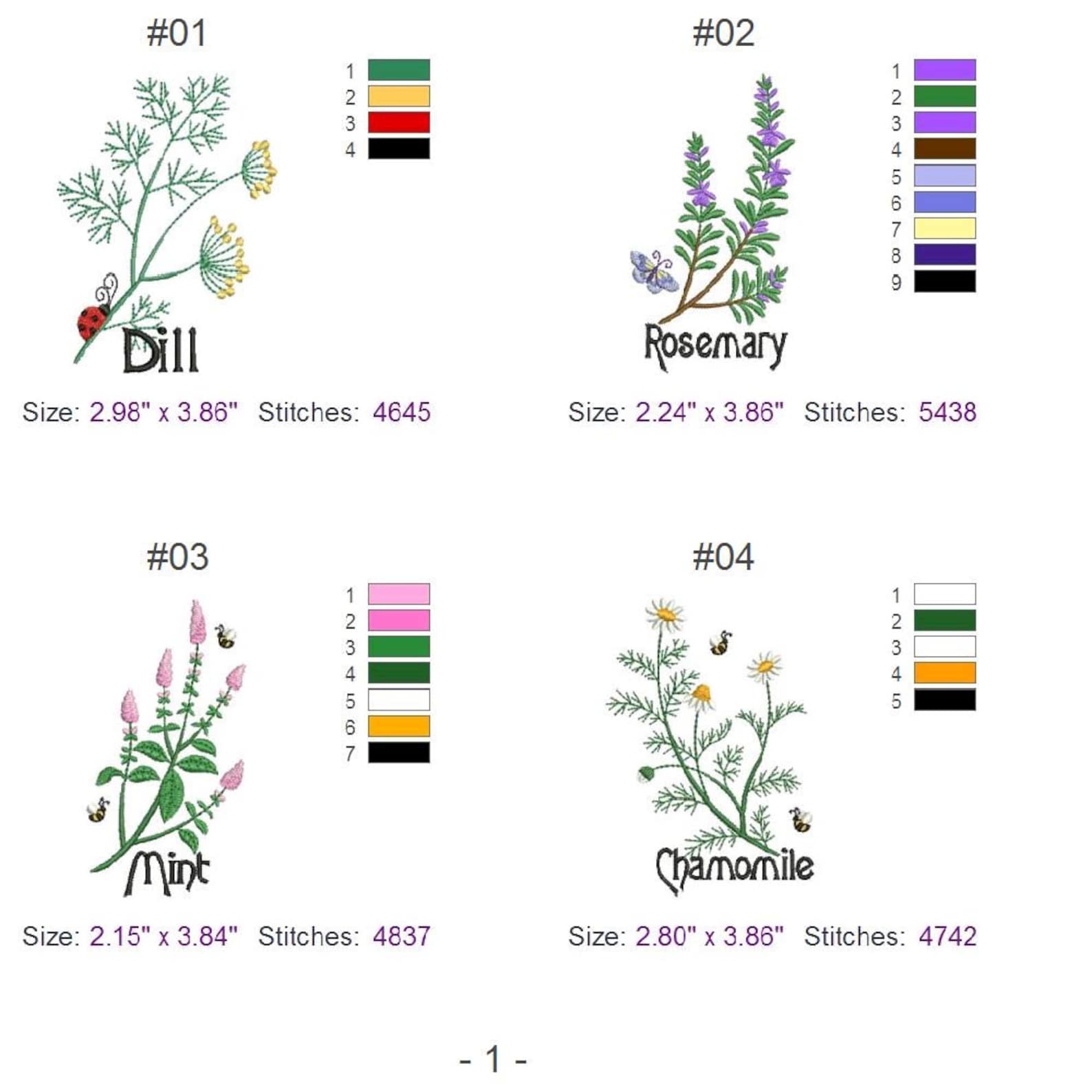 Kitchen Herbs Machine Embroidery Designs Instant Download 4x4 - Etsy