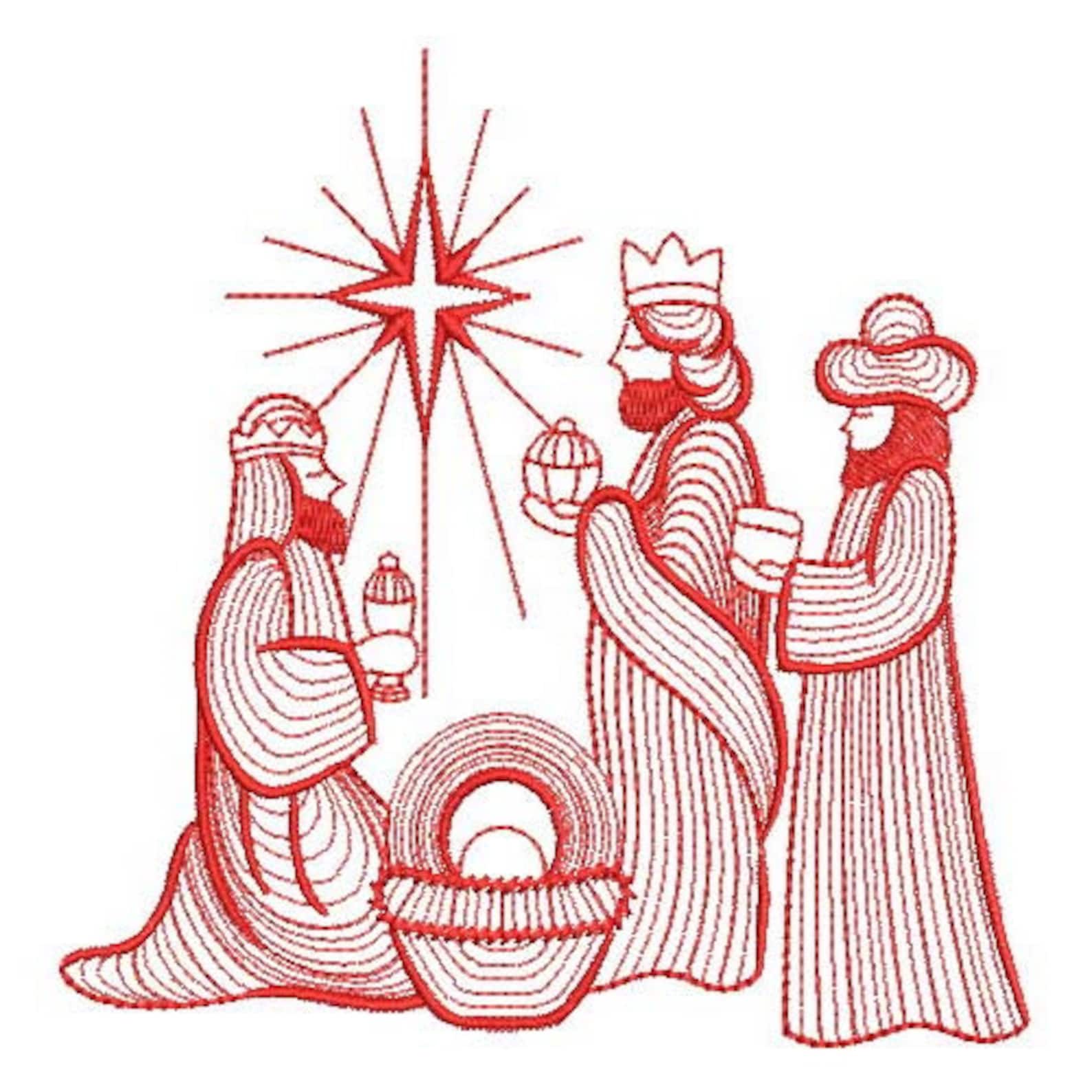 Redwork Nativity Machine Embroidery Designs Instant Download - Etsy