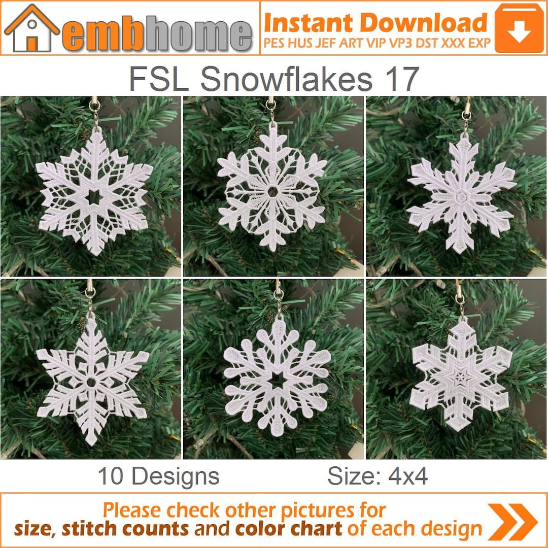 FSL Snowflakes Free Standing Lace Machine Embroidery Designs Instant ...