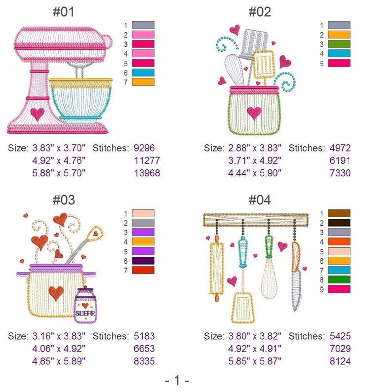 Kitchen Utensils Cooking Tools Machine Embroidery Designs Instant ...