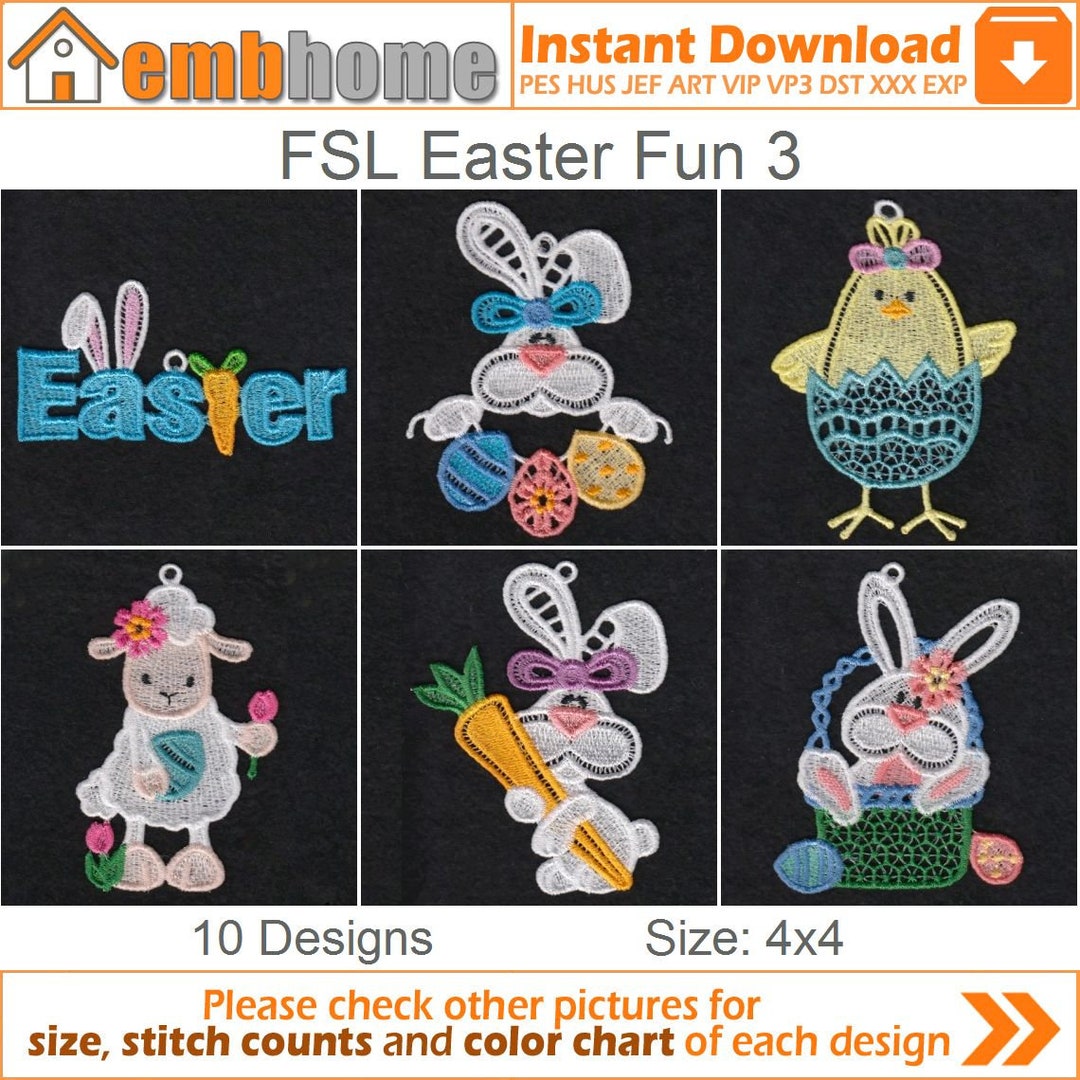 FSL Easter Fun Free Standing Lace Christmas Ornament Machine Embroidery ...