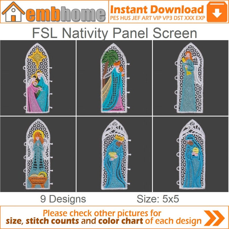 FSL Nativity Panel Screen Free Standing Lace Machine Embroidery Designs Instant Download 5x5 ...