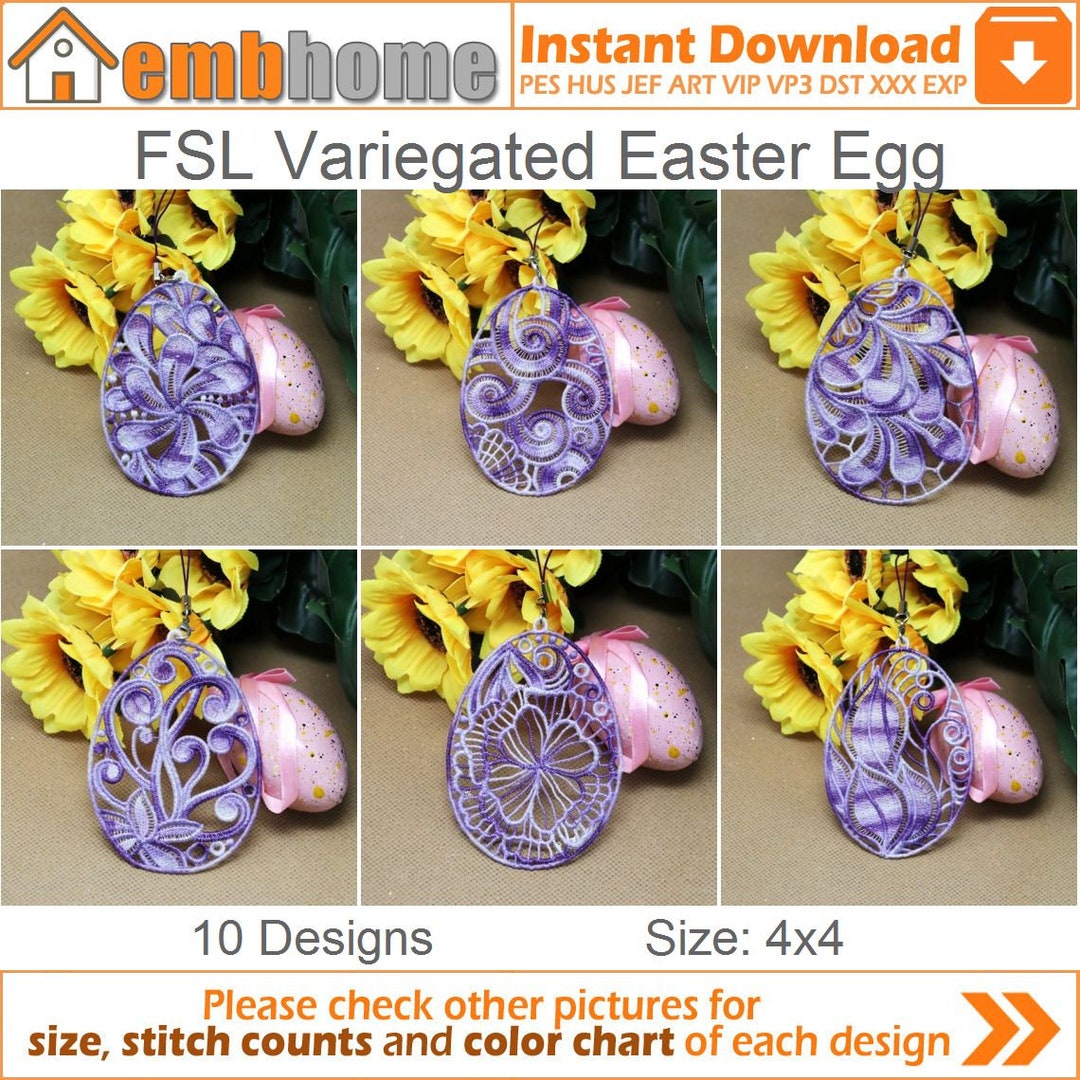 FSL Variegated Easter Egg Free Standing Lace Machine Embroidery Designs ...