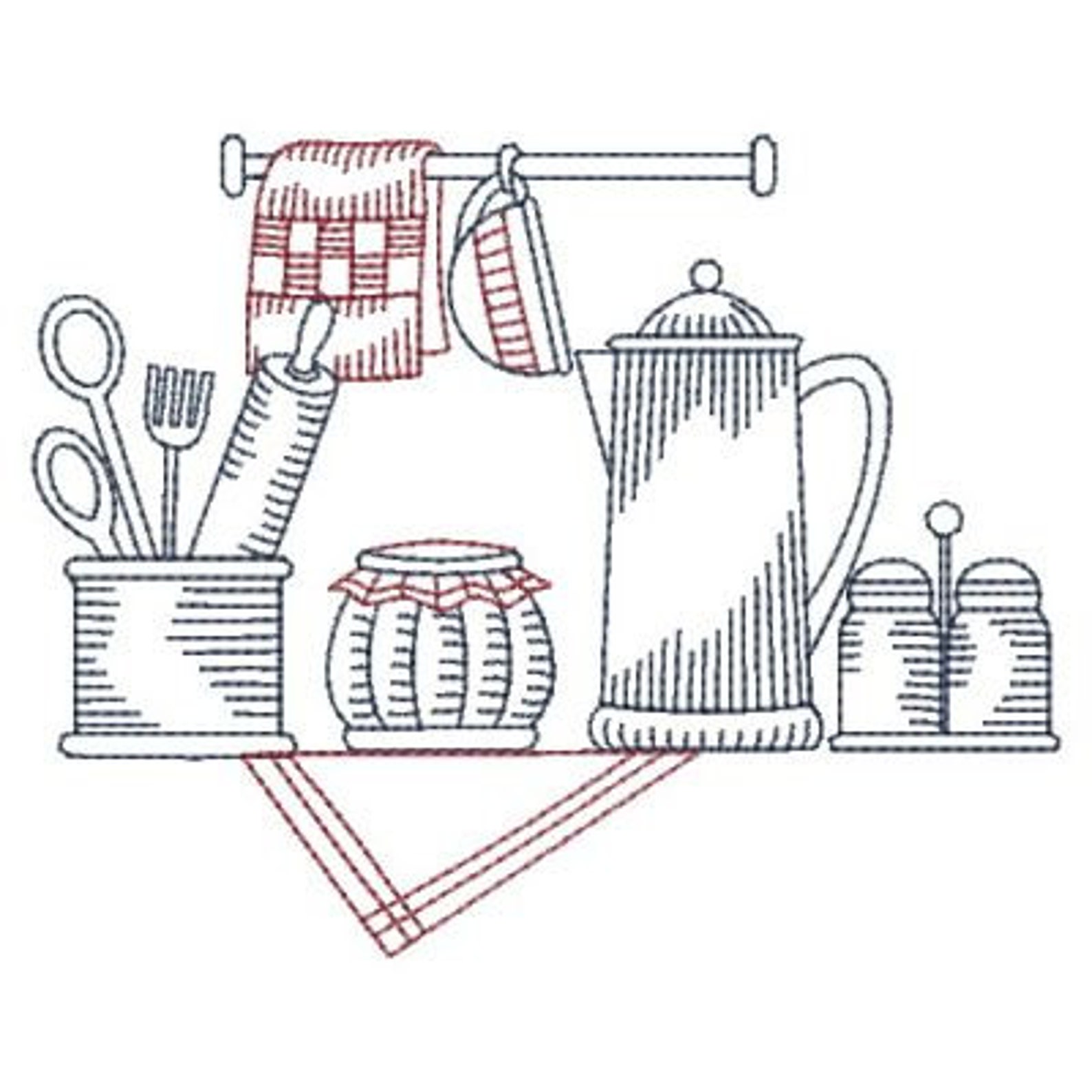 Vintage in My Kitchen Machine Embroidery Designs Pack Instant - Etsy