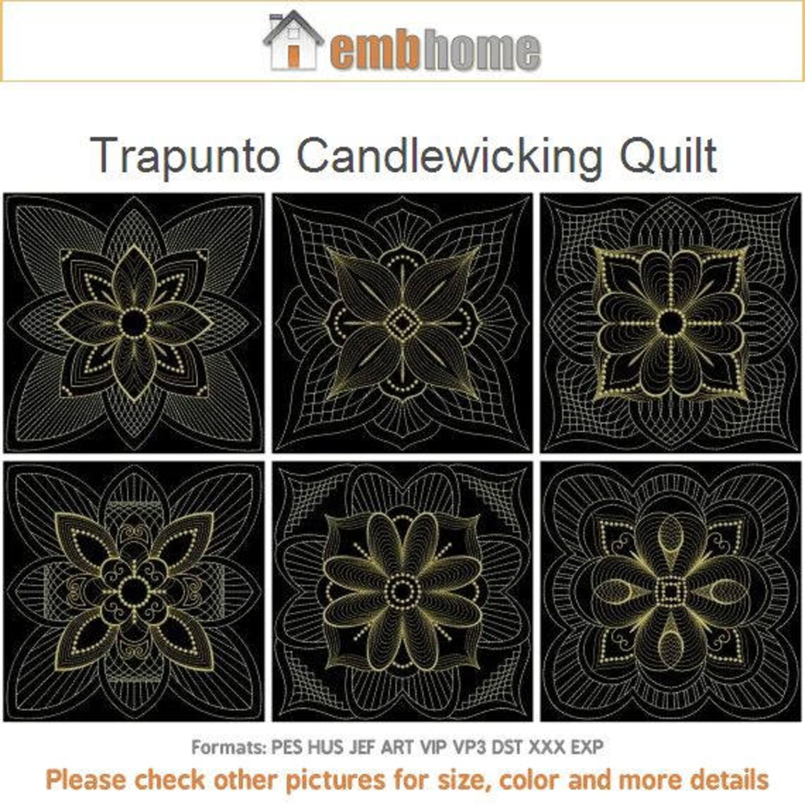 Trapunto Candlewicking Quilt Machine Embroidery Designs Pack - Etsy